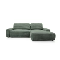 Canapé d'angle modulable petit velours côtelé 4 places vert droit ...
