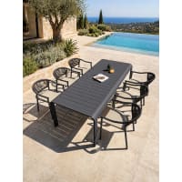 Conjunto de comedor de jardín para 6 personas de aluminio verde oliva ...