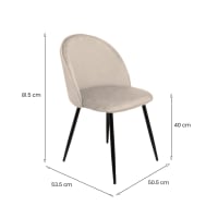 Chaise en velours gris taupe 51x54x82h cm Achito | Maisons du Monde
