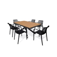Conjunto de comedor de jardín para 6 personas de aluminio verde oliva ...