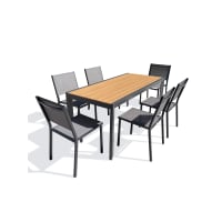 Conjunto de comedor de jardín para 6 personas de aluminio verde oliva ...