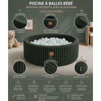 Piscine à balles bébé en velours côtelé 200 balles Churros | Maisons du ...