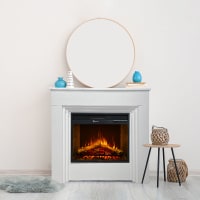 Chimenea eléctrica de madera blanca divina fire, 96x36x90h cm | Maisons ...