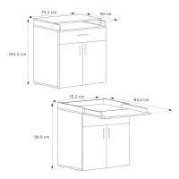 Commode à langer , blanc 86.6 x 86.5cm | Maisons du Monde