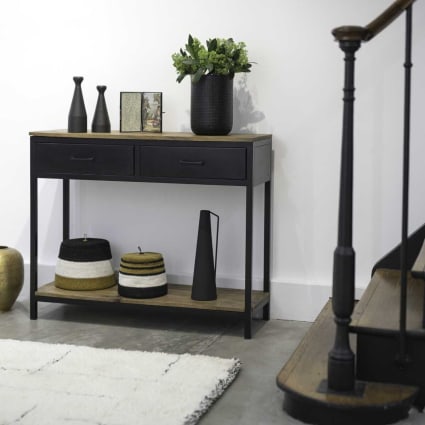 Konsole aus Metall mit 2 Schubladen, schwarz Brooke | Maisons du Monde