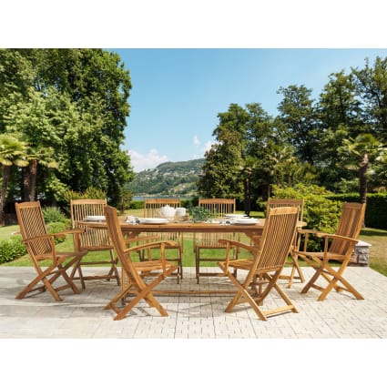 Conjunto de comedor 8 personas de madera de acacia marrón Maui ...