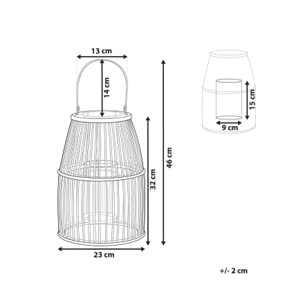 Lanterna da giardino Lanterna Legno di bambù 32 cm Beige Hoste ...