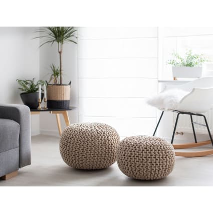 Puf algodón beige claro 40 cm 40 cm 25 cm Conrad | Maisons du Monde