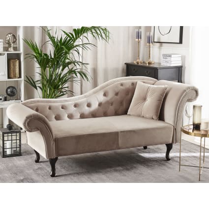 Chaiselongue aus Samtstoff, beige Lattes | Maisons du Monde