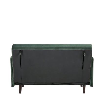 Canapé convertible 2 places en velours pieds bois foncé - Vert forêt ...