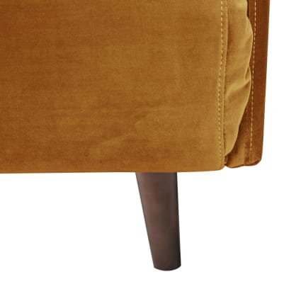 Canapé convertible 2 places en velours pieds bois foncé - Jaune moutar ...