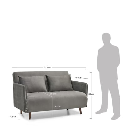 Canapé convertible 2 places en velours pieds bois foncé - Jaune moutar ...