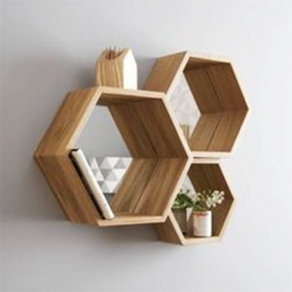 Estantes de madera hexagonales 3 unidades HEXAGONE | Maisons du Monde