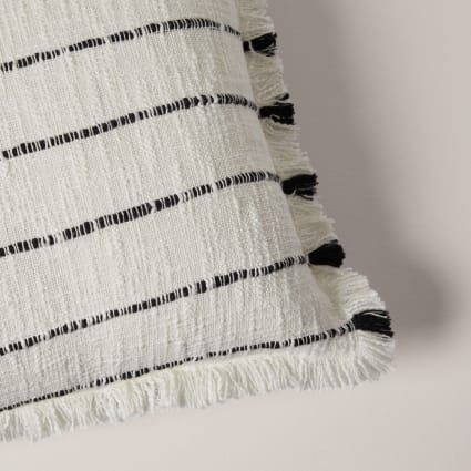 Copricuscino cotone con righe intrecciate e frange bianco 40x60 cm Taha ...