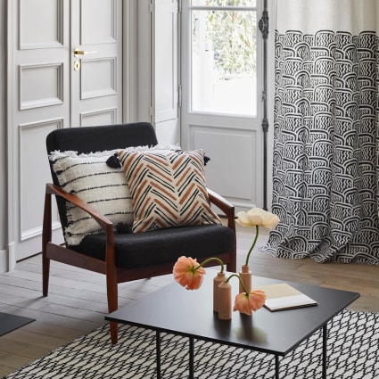 Copricuscino cotone con righe intrecciate e frange bianco 40x60 cm Taha ...