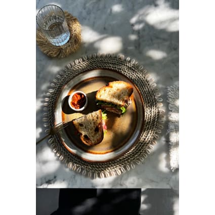 Set da tavola in erba marina e conchiglie naturale 38x38 cm Seagrass ...