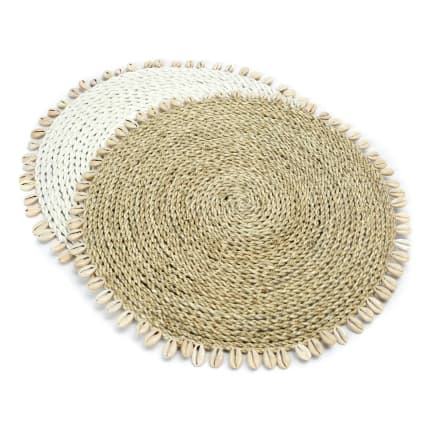 Set da tavola in erba marina e conchiglie naturale 38x38 cm Seagrass ...