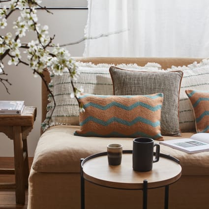 Housse de coussin en Métis coton et lin à l'effet chiné Noir Lonni ...