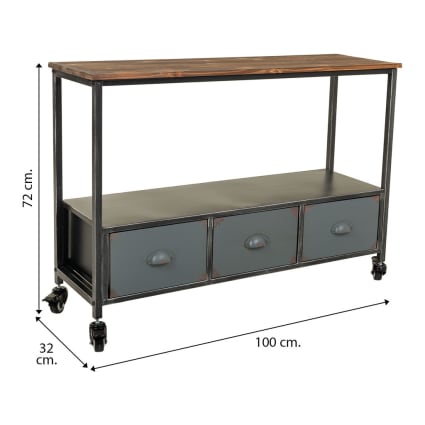 Konsole aus Holz und Metall, 100x32x72, braun | Maisons du Monde