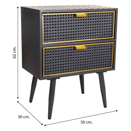 Comodino in metallo nero 50x30x62 Volga | Maisons du Monde