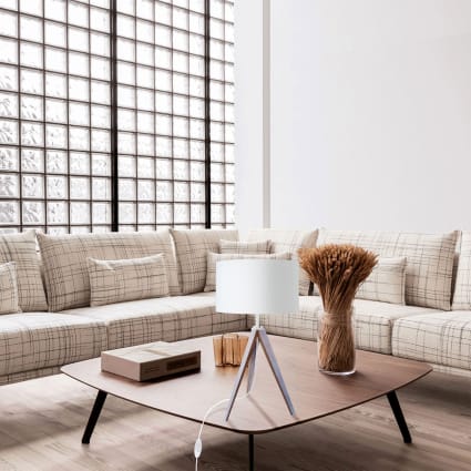 Lámpara de mesamadera Alt.54cm blanco Pantalla: blanco Idun | Maisons ...