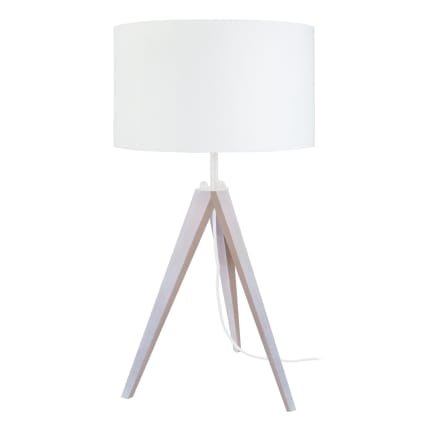 Lámpara de mesamadera Alt.54cm blanco Pantalla: blanco Idun | Maisons ...