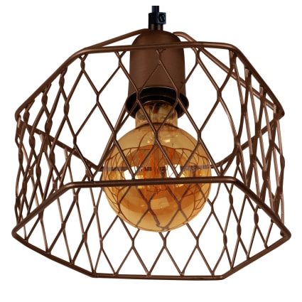 Sospensione metallo ; Alt.77cm marrone ;Paralume: marrone Aster ...