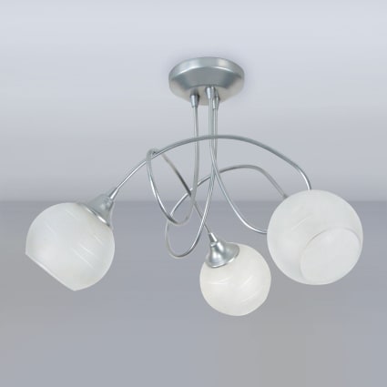 Lustre métal H32cm alu.;Abat-jour: satiné Actuelle a | Maisons du Monde