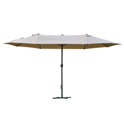 Parasol de jardin XXL à manivelle acier polyester café latte Outsunny ...