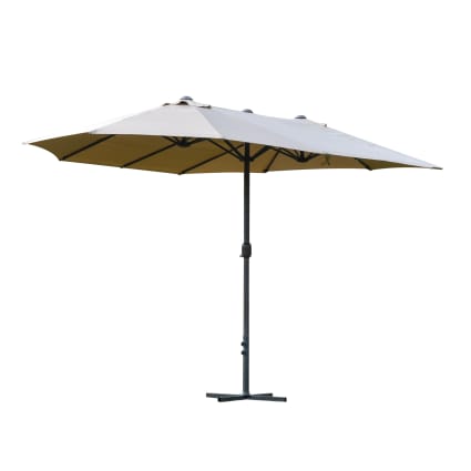 Parasol de jardin XXL à manivelle acier polyester café latte Outsunny ...