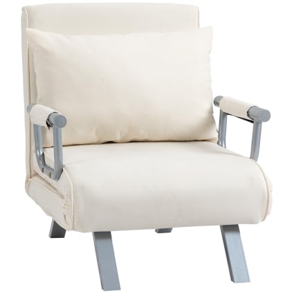 HOMCOM Poltrona Letto 1 Piazza Schienale Regolabile 5 Posizioni Beige ...