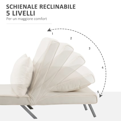 HOMCOM Poltrona Letto 1 Piazza Schienale Regolabile 5 Posizioni Beige ...