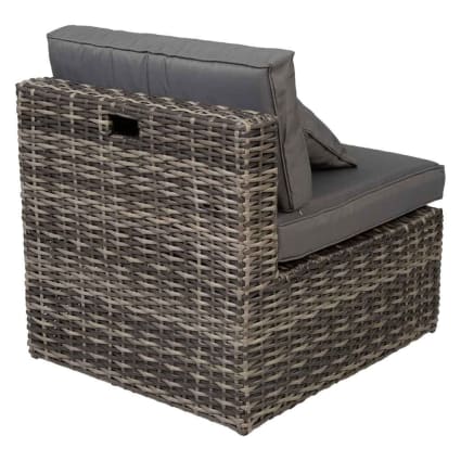 Set mesa, sofá 2 sillones y 2 reposapiés de color gris | Maisons du Monde