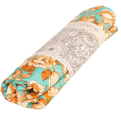 Nappe rectangulaire en coton, 140x235 cm, motif fleurs orange Aponi ...