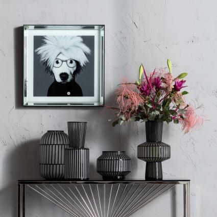 Jarrón de cristal gris claro mate y negro brillante de altura 41c ...