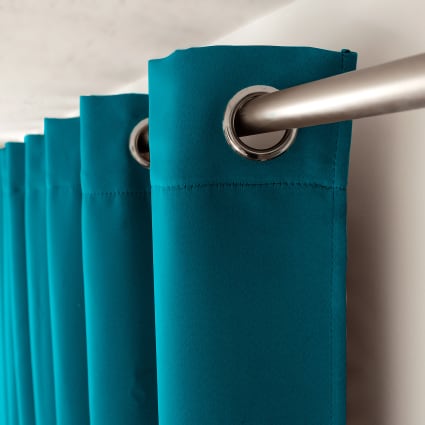 Rideau occultant uni avec 8 œillets polyester bleu canard 140x240 cm ...