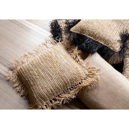 Fodera cuscino in rafia naturale nera 60x60 cm Raffia | Maisons du Monde