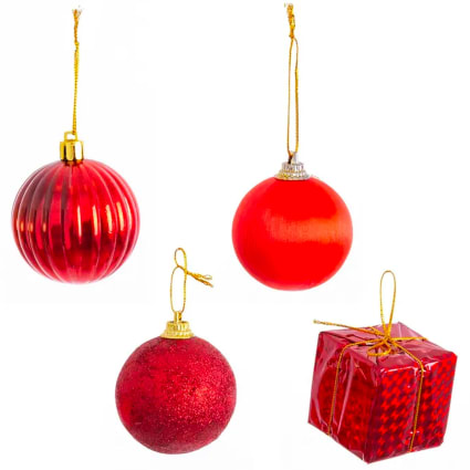 lot de 20 boules de noël rouges - 4cm | Maisons du Monde