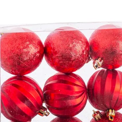 lot de 9 boules de noël rouges taillées - 6cm | Maisons du Monde