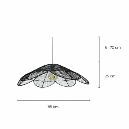 Suspension fleur en métal et rotin tressé noir ANDENE | Maisons du Monde