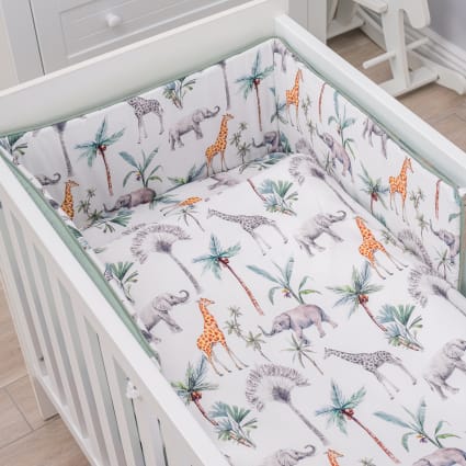 Protector cuna bebé reversible desenfundable algodón Verde Safari ...