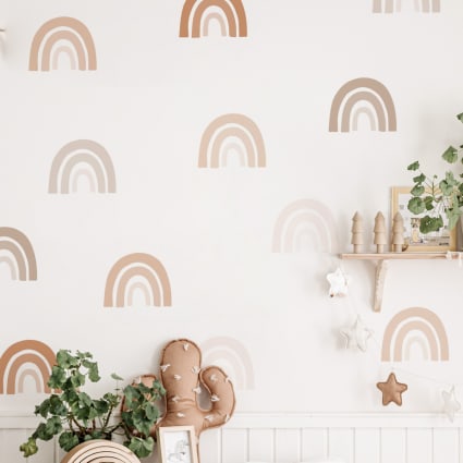 Stickers mureaux en vinyle arcs en ciel marron et beige Rainbows2 ...