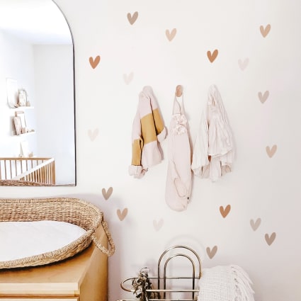 Stickers mureaux en vinyle petits coeurs marron et beige Rainbows3 ...