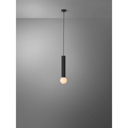 Lampada a sospensione nera con portalampada tubosa e lampadina led G95 ...