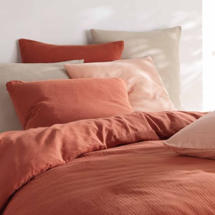 Parure da letto in garza di cotone Terracotta 260 x 240 cm | Maisons du ...