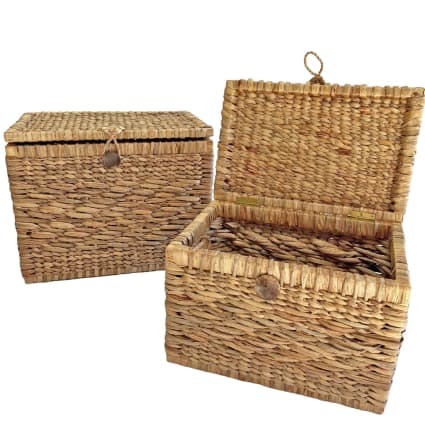 Malle avec couvercle en fibres naturelles 48x30x30cm Jacinta | Maisons ...