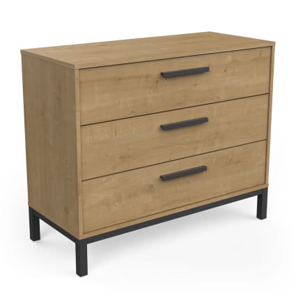 Comò 3 cassetti decoro quercia e nero opaco Craft - L90,7 cm Craft ...