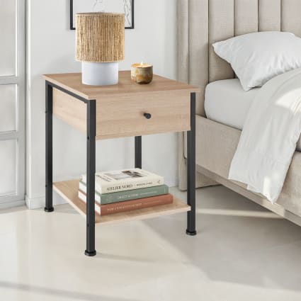 Comodino stile industriale 40 x 40 x 55,5 cm legno chiaro Bradford ...