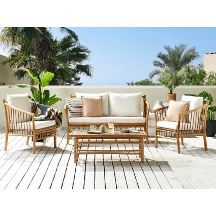 Conjunto de jardín 4 personas de madera de bambú marrón Maggiore ...