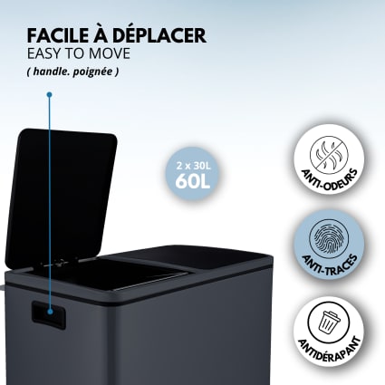 Pattumiera da cucina per la raccolta differenziata grigio 60L Major ...